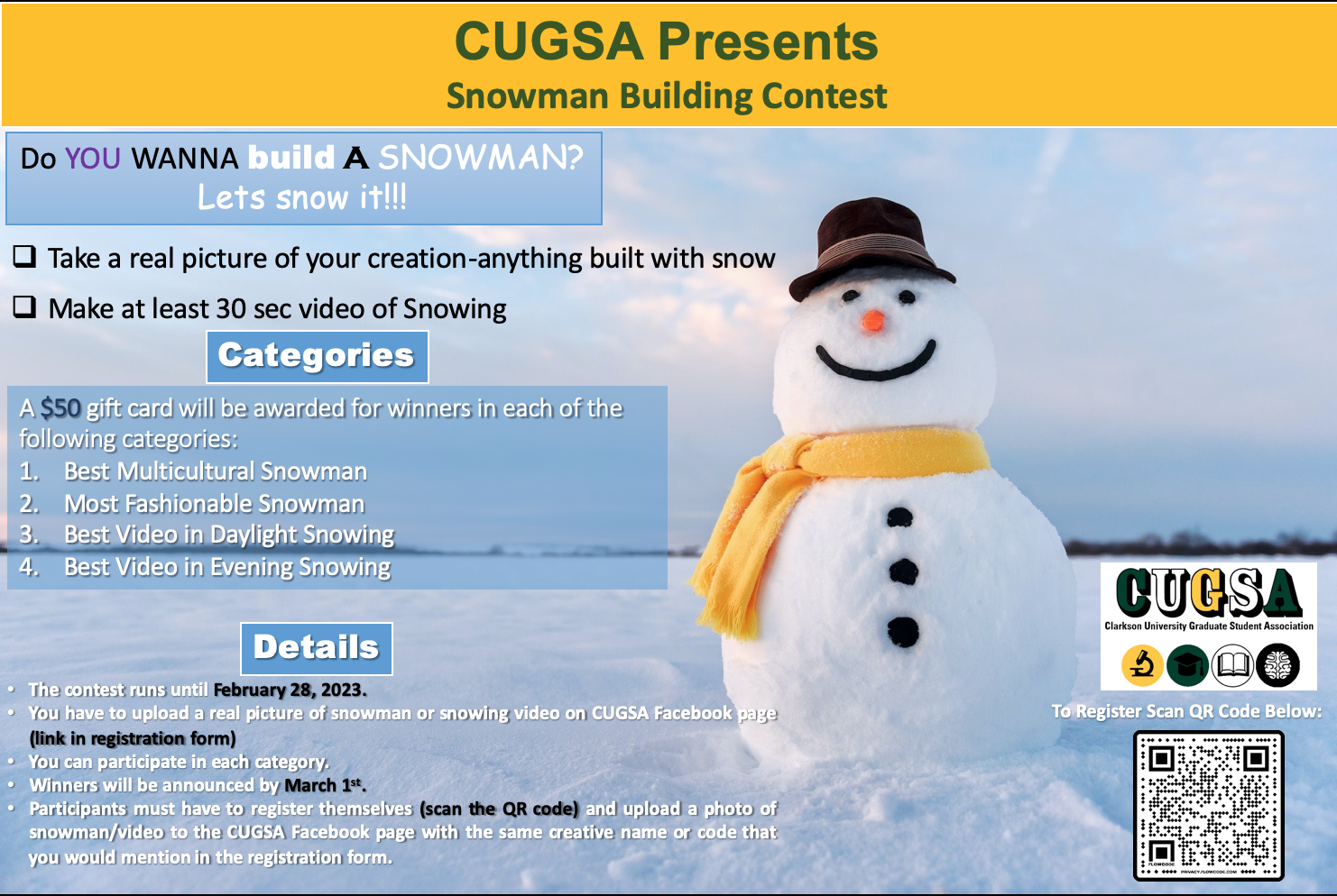 CUGSA Snowman Building Competition 2023 – Clarkson University Graduate ...